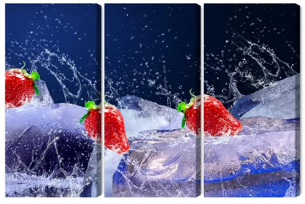 Vícedílný obraz Jahody Na Ledu Nedostatek Nedostatek Přírodní plátno 120x80