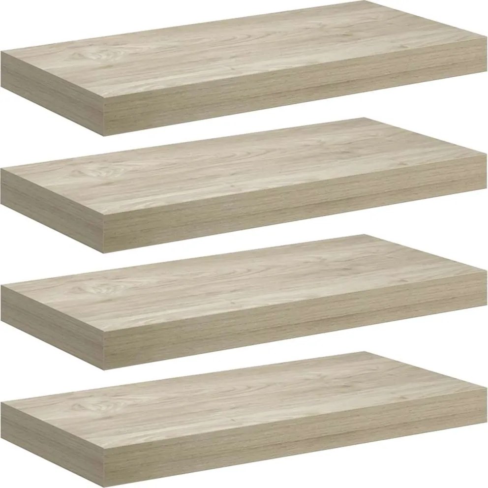 Plovoucí nástěnné police 4 ks dub 50 x 23 x 3,8 cm MDF 323873