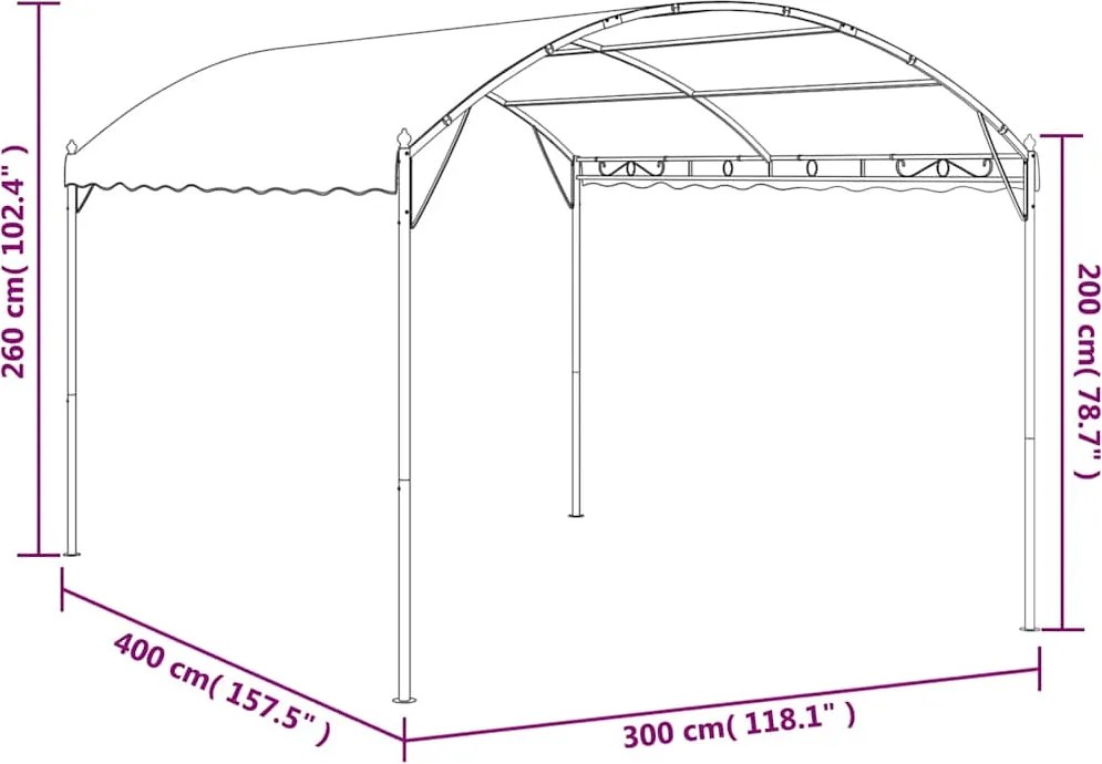 Altán 4 x 3 x 2,6 m taupe 180 g/m² 312217