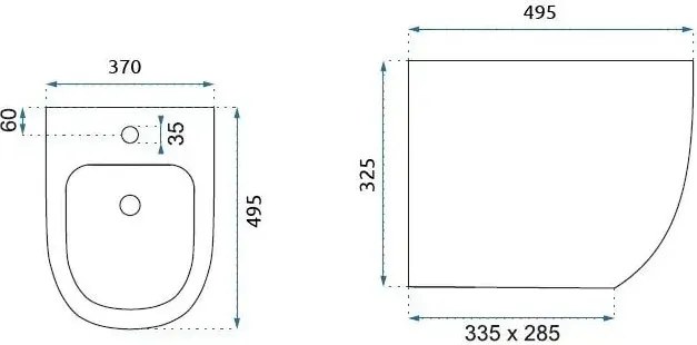 Rea Carlo Mini, závěsný bidet, černá lesklá, REA-C6380