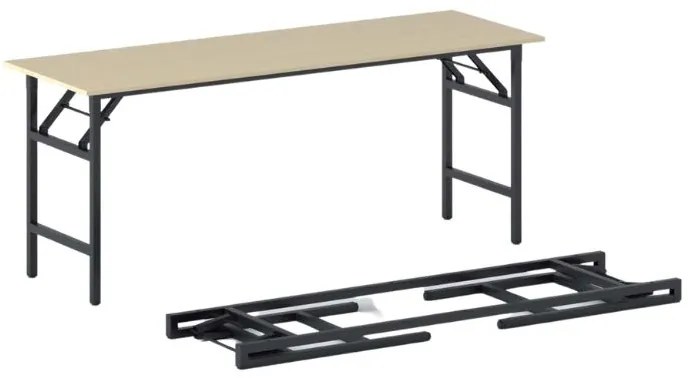 Konferenční stůl FAST READY s černou podnoží 1700 x 500 x 750 mm, bříza