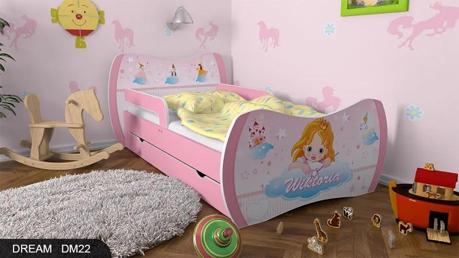 Dětská postel Dream vzor 22 180x90 cm růžová