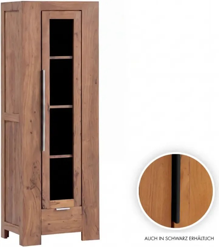 furniture-nabytek.cz - Vitrína Osvaro akácie- Stříbrné kovové úchytky
