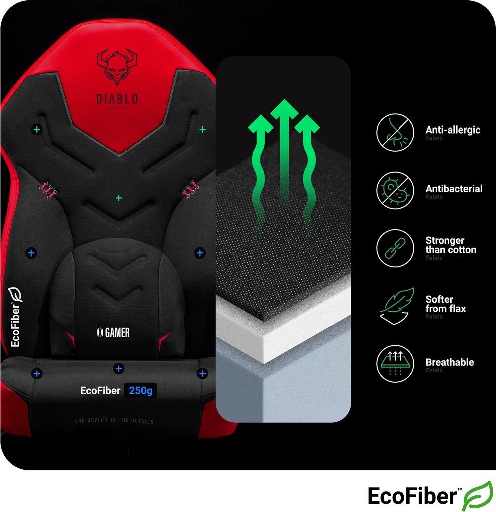 Herní křeslo z eko kůže Normal Size, červený-černý: Diablo X-Gamer 2.0 Deep Red