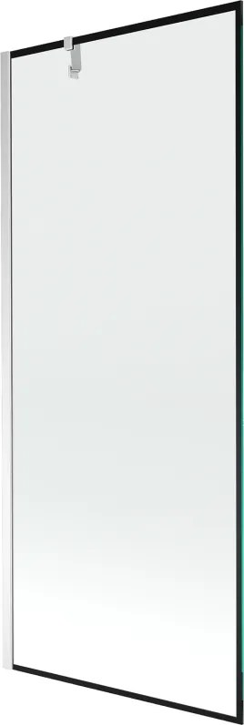 Mexen Next, vanová zástěna 1-křídlová 80 x 150 cm, fixní křídlo, 6 mm čiré sklo s černým vzorem, chromový profil, 895-080-000-00-70-01