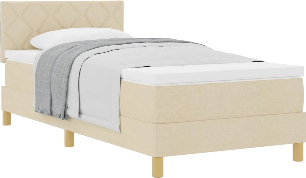 Postel s boxspringem s polštářem Krémová 100 x 200 cm textil 3338977
