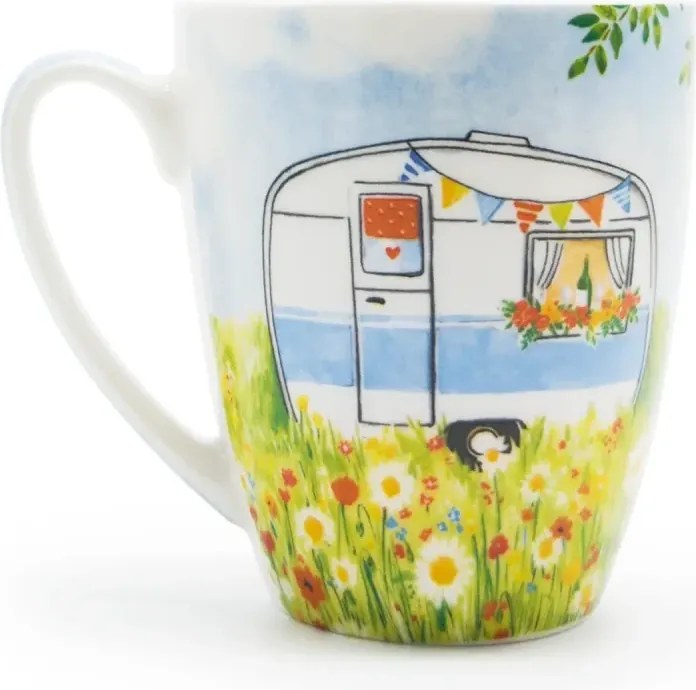 Porcelánový hrnek Prázdniny v karavanu, 350 ml – retro karavan, hrnek pro cestovatele a karavanisty
