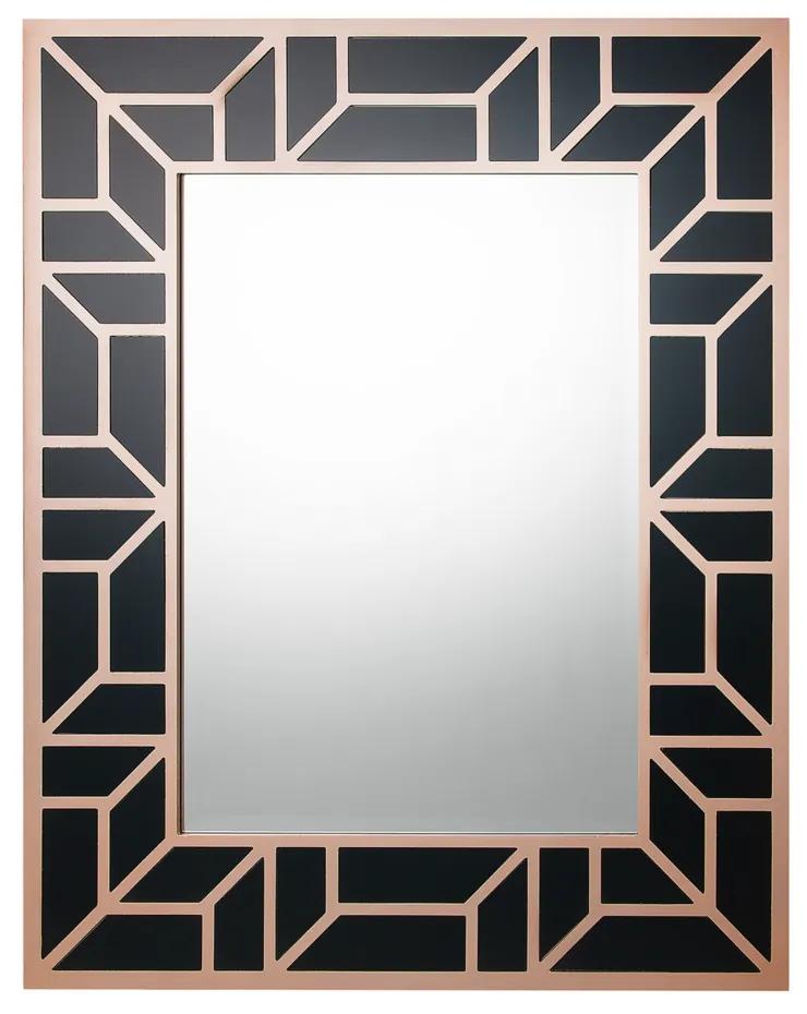 Nástěnné zrcadlo 80 x 100 cm LITHAIRE černé a měděné
