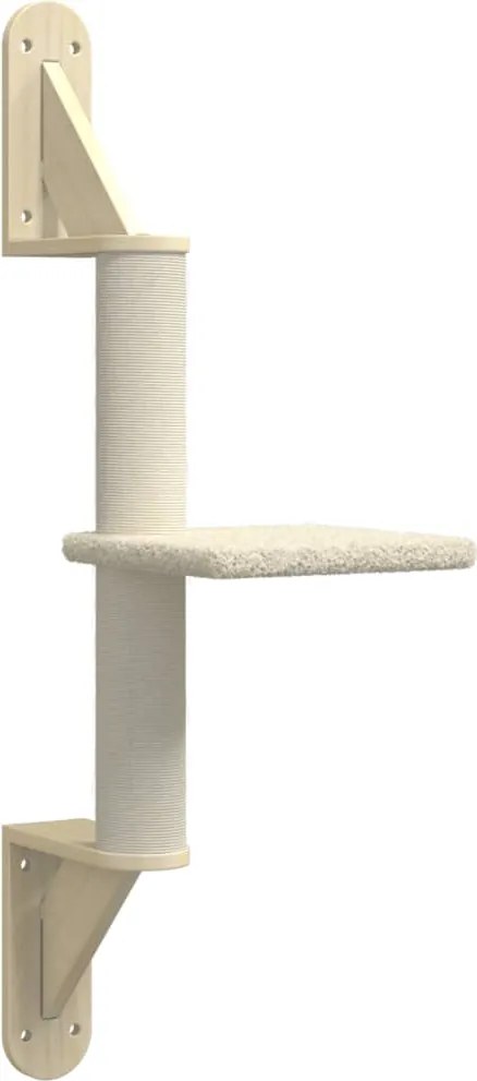 Nástěnné škrabadlo pro kočky se sloupkem krémové 85,5 cm 172392