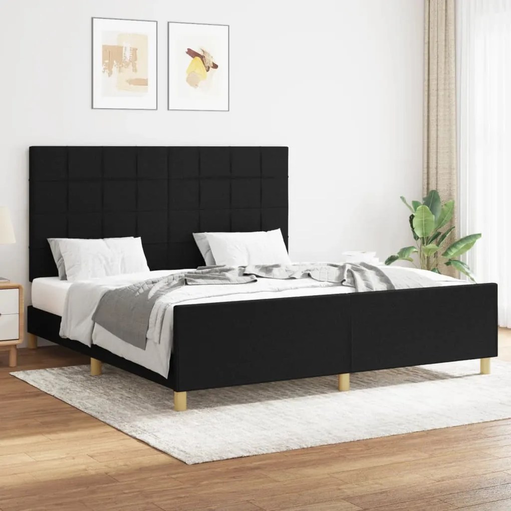 Rám postele bez matrace černý 160 x 200 cm textil 3125067