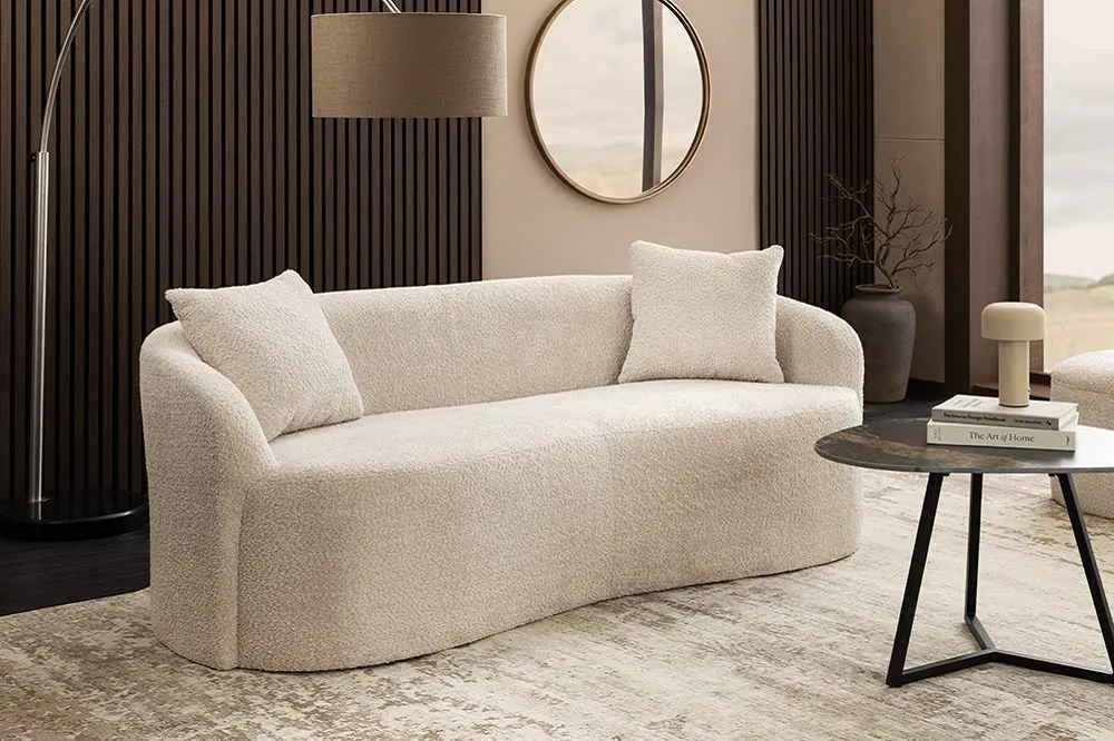 Designová 2-místná pohovka Vardinon 178 cm šampaňská béžová
