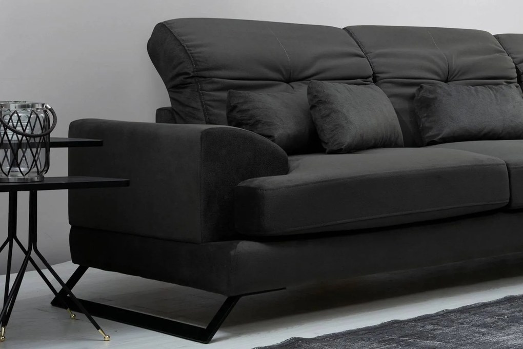 Designová rohová sedačka Heimana 308 cm antracitová - pravá