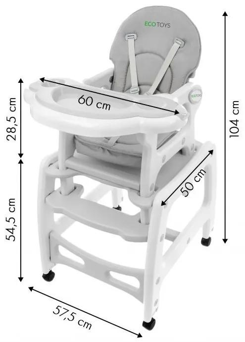 Multifunkční židle na krmení 3v1 šedá