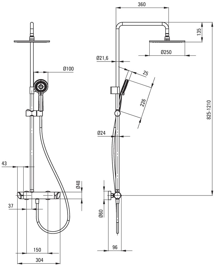 Deante Arnika, termostatická sprchová baterie s dešťovou sadou, zlatá, NAC_Z1QK