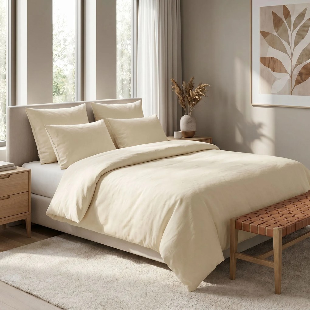 Kvalitex Bavlněné povlečení smetanové 1x 240/200, 2x 70/90cm