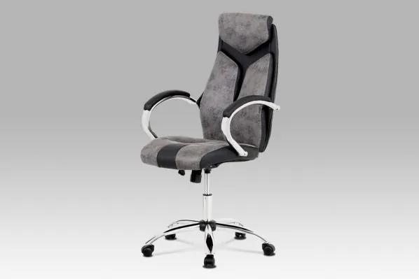 Artium  Kancelářská židle, látka šedá+ekokůže černá, houpací mech, kovový kříž
