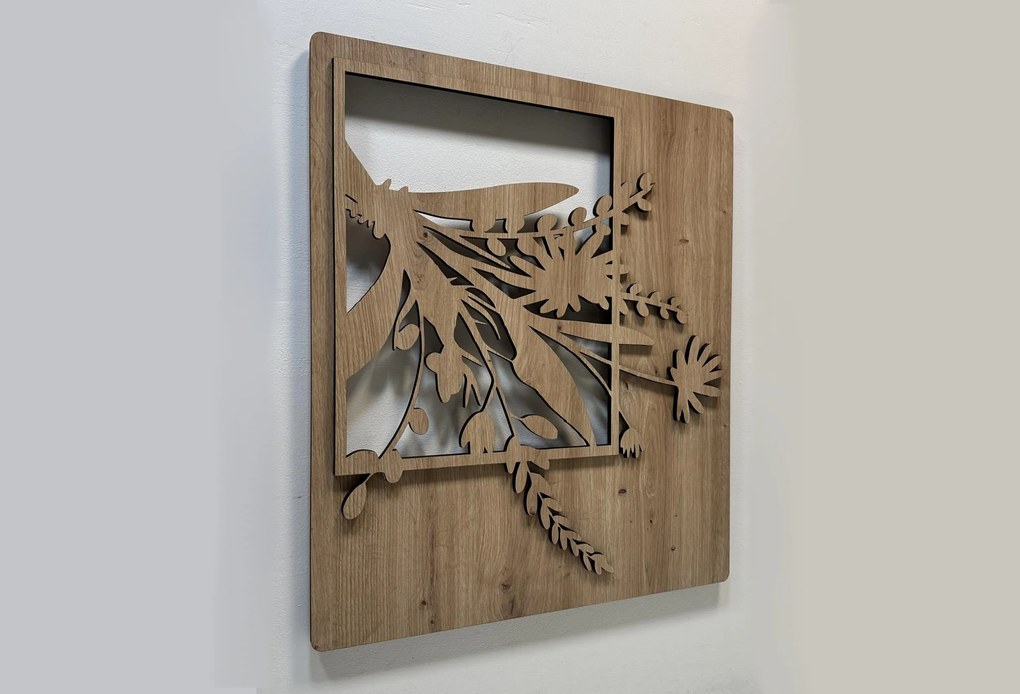 Li-Go "Květy triptych" Dřevěné obrazy 55x65 cm s hloubkou 23 mm Provedení povrchu 3xobraz: dub světlý/dub/ořech