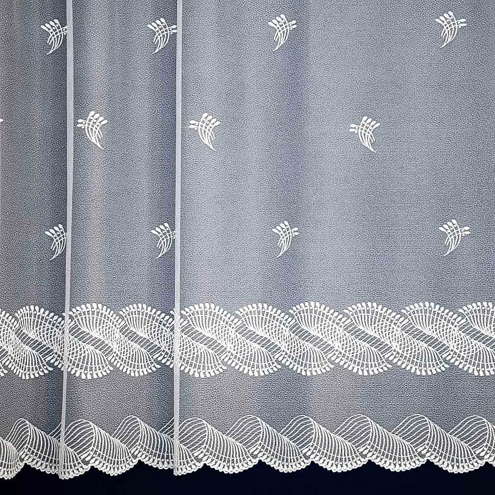 Tylex Žakárová záclona A3909 překřížené vlnky, s bordurou, bílá, výška 160cm (v metráži)