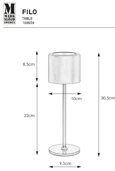 Markslöjd 108658 - LED Stmívatelná nabíjecí lampa FILO LED/2W/5V IP44 30 cm bílá
