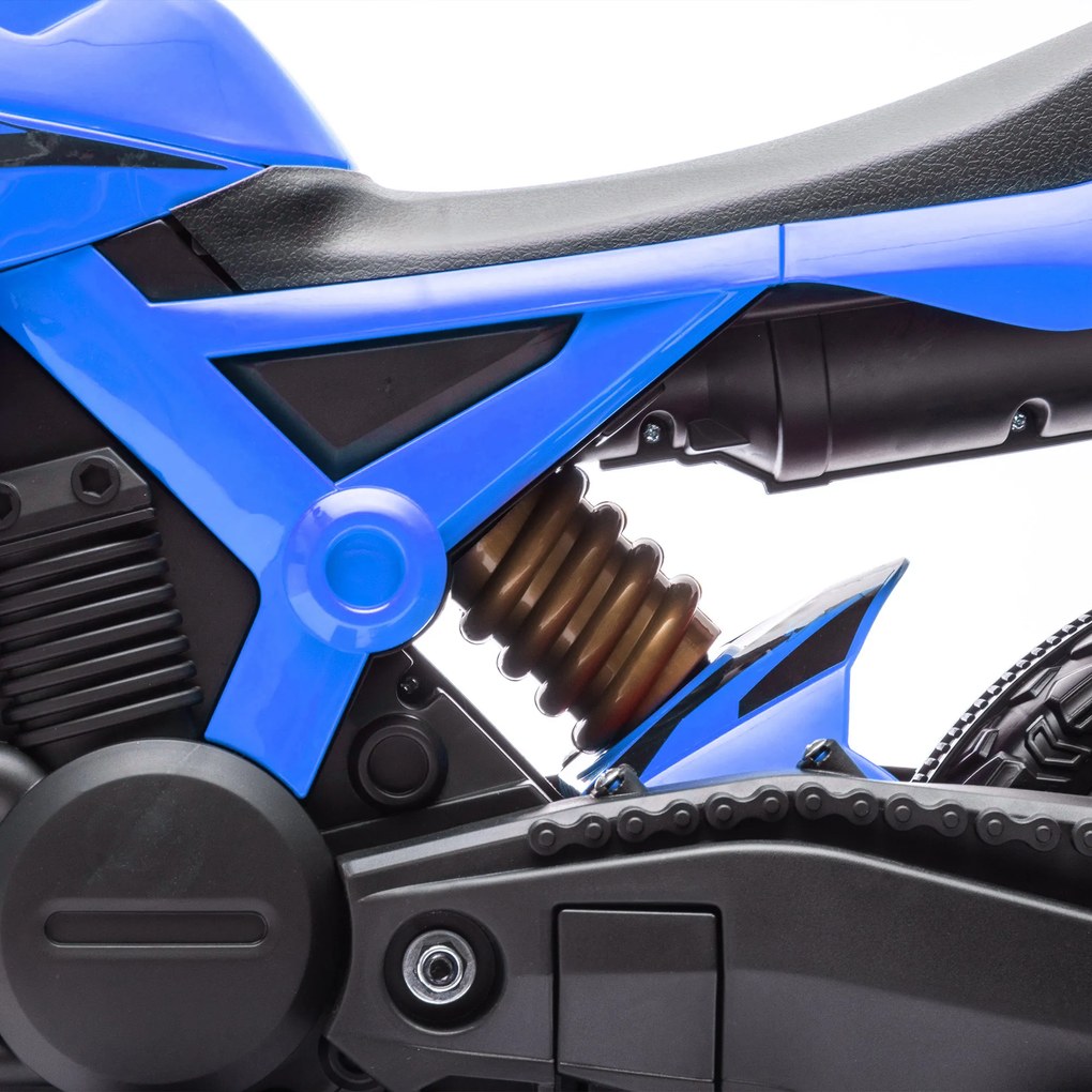 AIYAPLAY Elektrická motorka pro děti 3+ let, 12V, bateriová motorka s tréninkovými kolečky, twist throttle a klakson, nosnost 30 kg, modrá