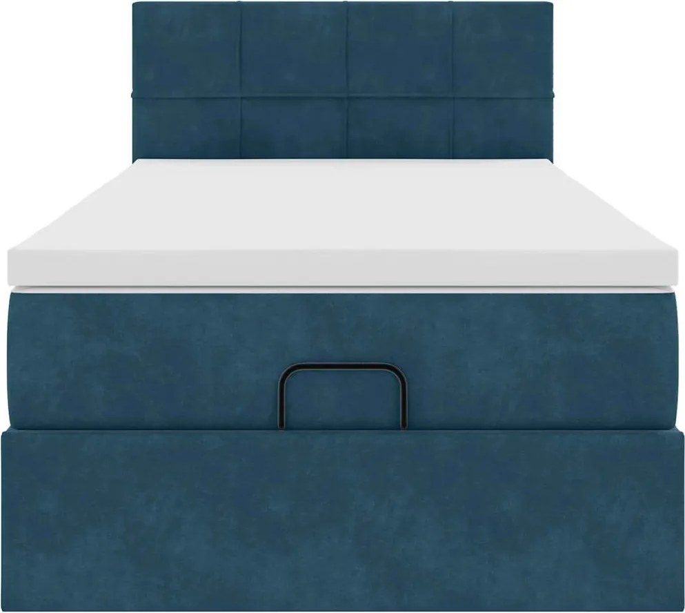 Osmanský rám postele s matrací tmavě modrá 90x200cm samet 3312600