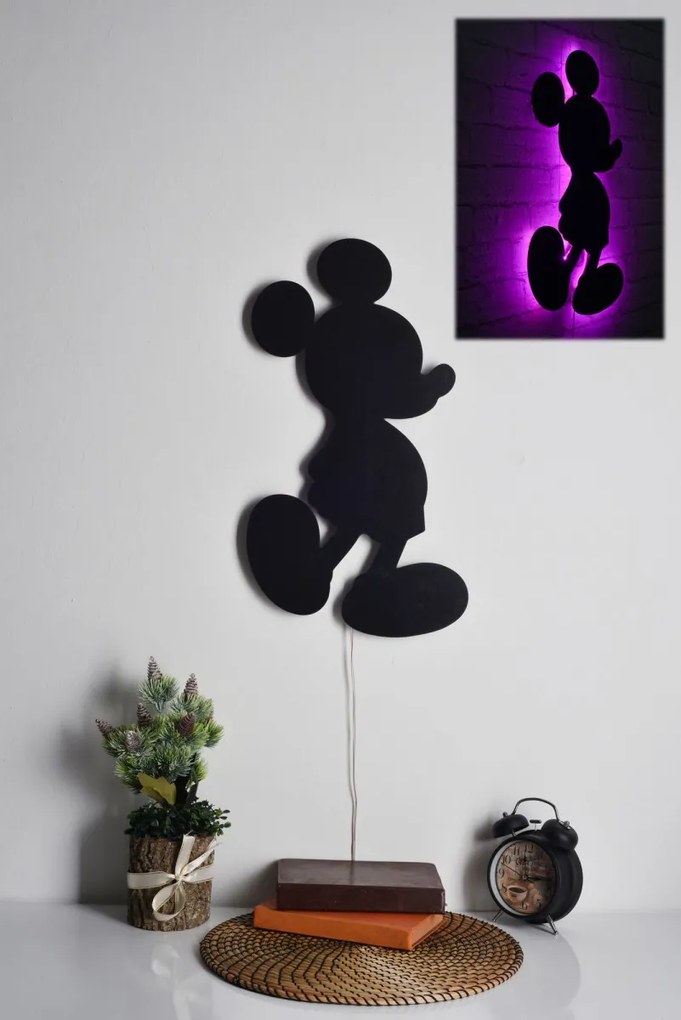 Nástěnná dekorace s led osvětlením Mickey Mouse růžová