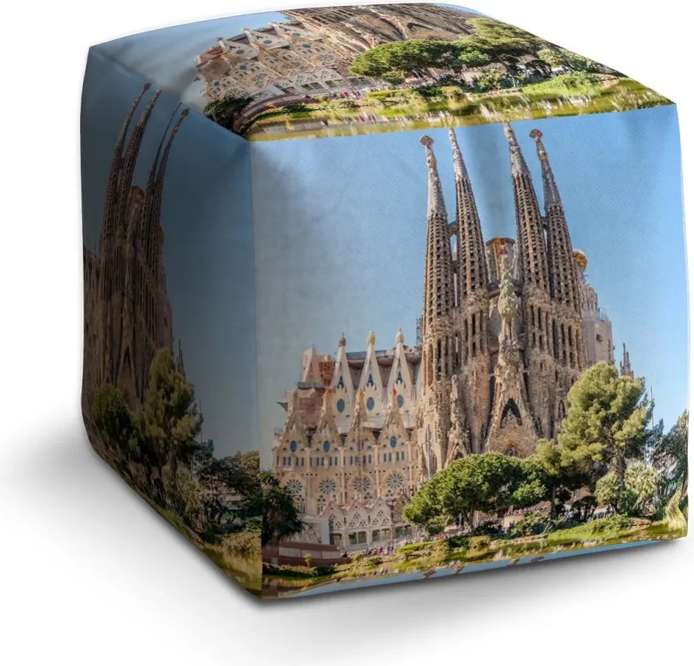 Sablio Taburet Cube Barcelona Sagrada Familia - 50x50x50 cm