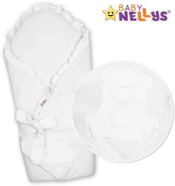 BABY NELLYS zavinovačka s výztuží TEDDY BEAR bílá