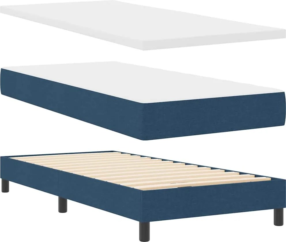 Postel s boxspringem s čelo Modrá 200 x 100 cm textil 3341096