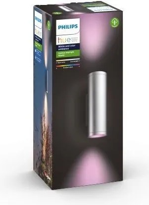PH 17463/47/P7 Hue LED White and Color Ambiance Venkovní nástěnné svítidlo Philips APPEAR 17463/47/P7 2x8W 1200lm 2000-6500K RGBW IP44 8,4cm nerezové - PHILIPS HUE (915005976301)