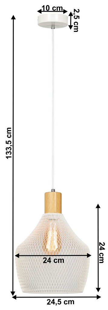 Kondela Visící lampa, bílá/přírodní, KOLEN