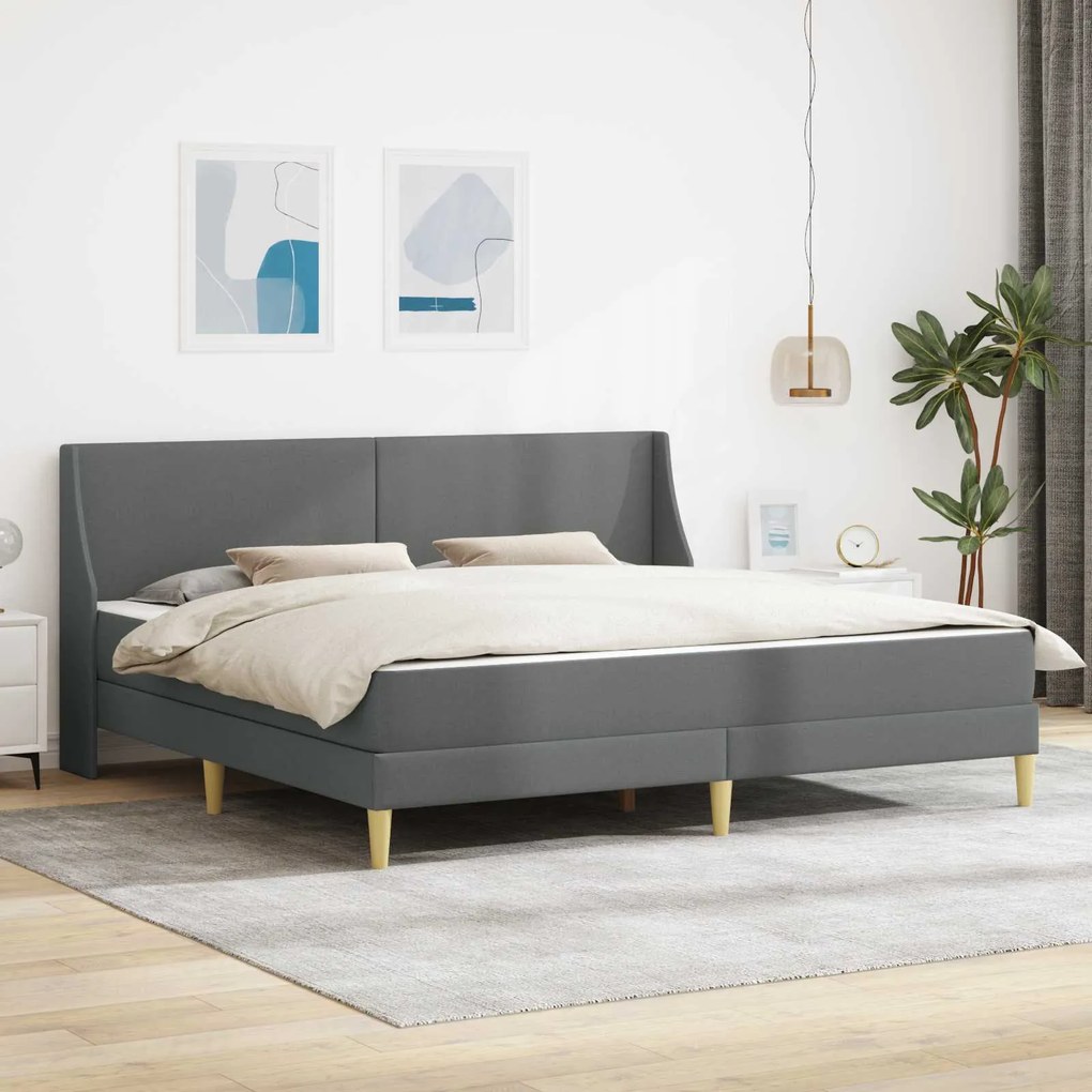Rám postele s matrací s čelo Tmavě šedá 180 x 200 cm Polyester 3414750