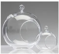 Nohelgarden Váza BALL se závěsem+2 otvory skleněná 14x15x17cm