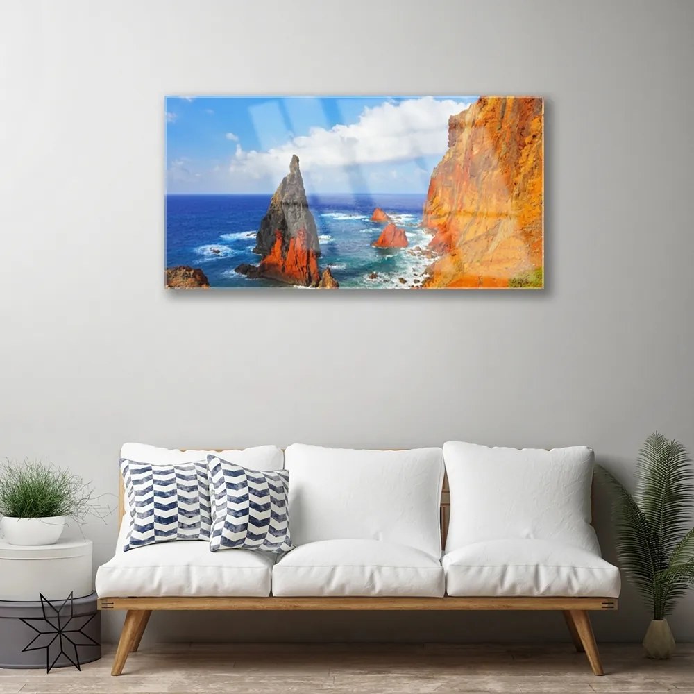 Obraz na skle Útes Pobřeží Moře 120x60 cm