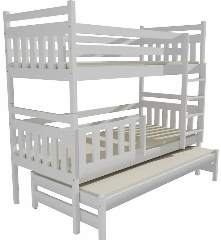 Dětská patrová postel s přistýlkou z MASIVU 200x90cm bez šuplíku - PPV004