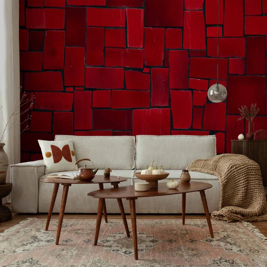 Fototapeta Rohatá imaginace - pozadí s texturou mozaiky z červených prvků