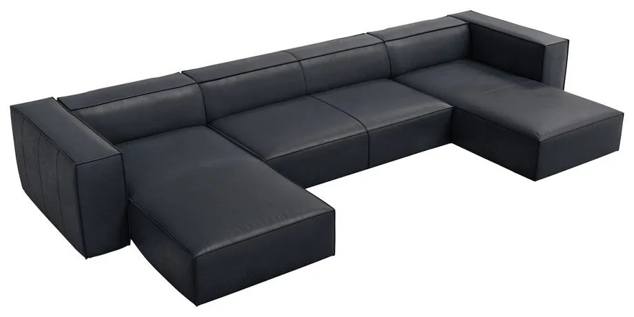 Tmavě modrá kožená rohová pohovka (do "U") Madame – Windsor & Co Sofas