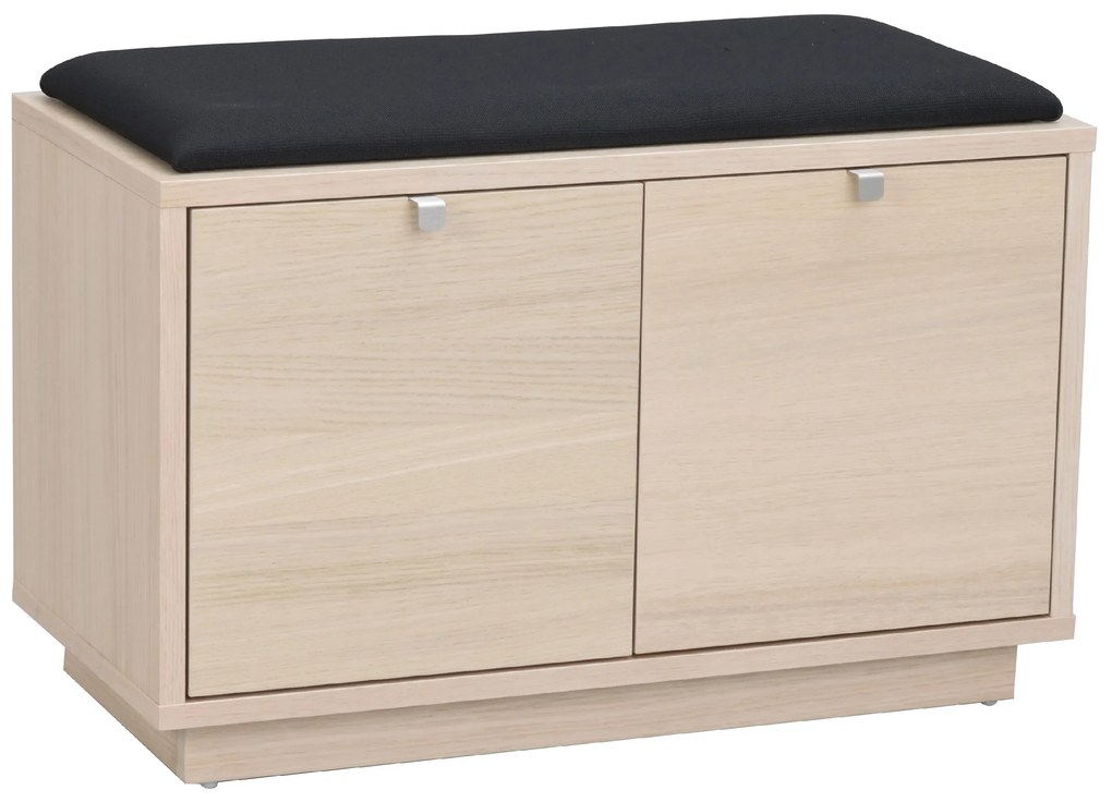 ROWICO Světle hnědá dřevěná lavice CONFETTI s černým sedákem 70 cm 103759