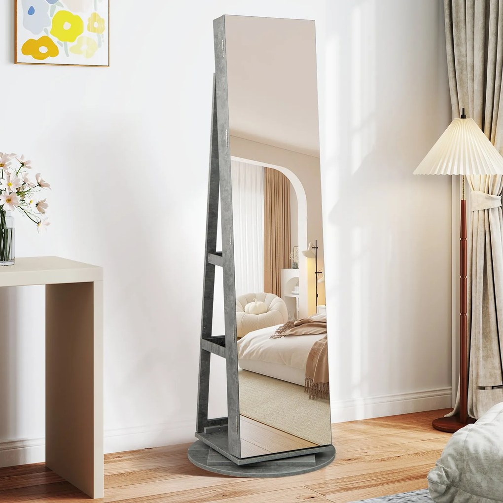 Costway Šperkovnice otočná o 360° s tříbarevnými LED světly, volně