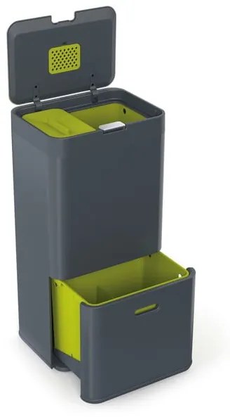 Šedý koš na tříděný odpad Joseph Joseph IntelligentWaste Totem, 60 l