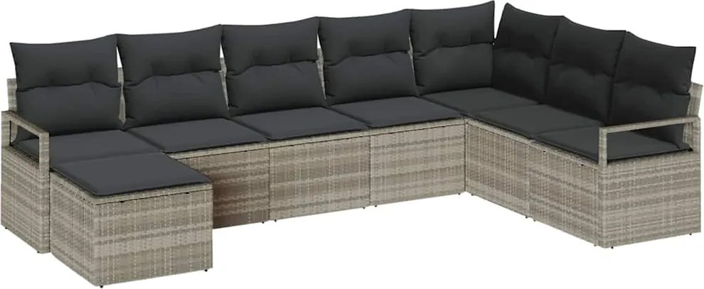 Set pohovek 8 ks Světle šedá polyratan 3346502