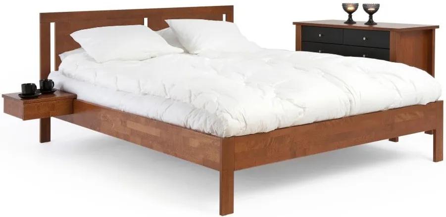 Do hněda mořená ručně vyráběná postel z masivního březového dřeva Kiteen Koli, 160 x 200 cm