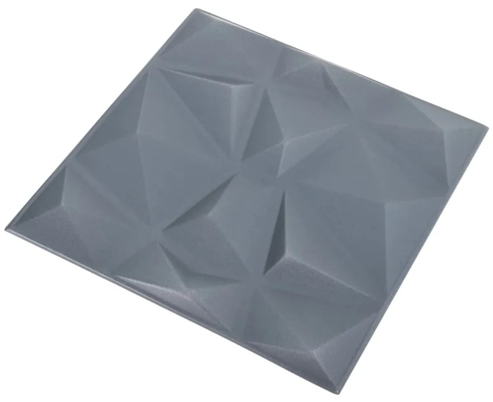 3D nástěnné panely 48 ks 50 x 50 cm diamant šedé 12 m² - Default Title