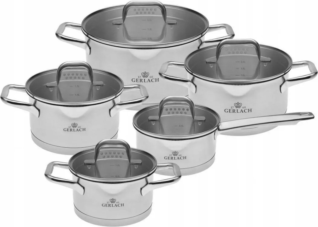 Sada hrnců Gerlach Model nerezová ocel 10 ks.