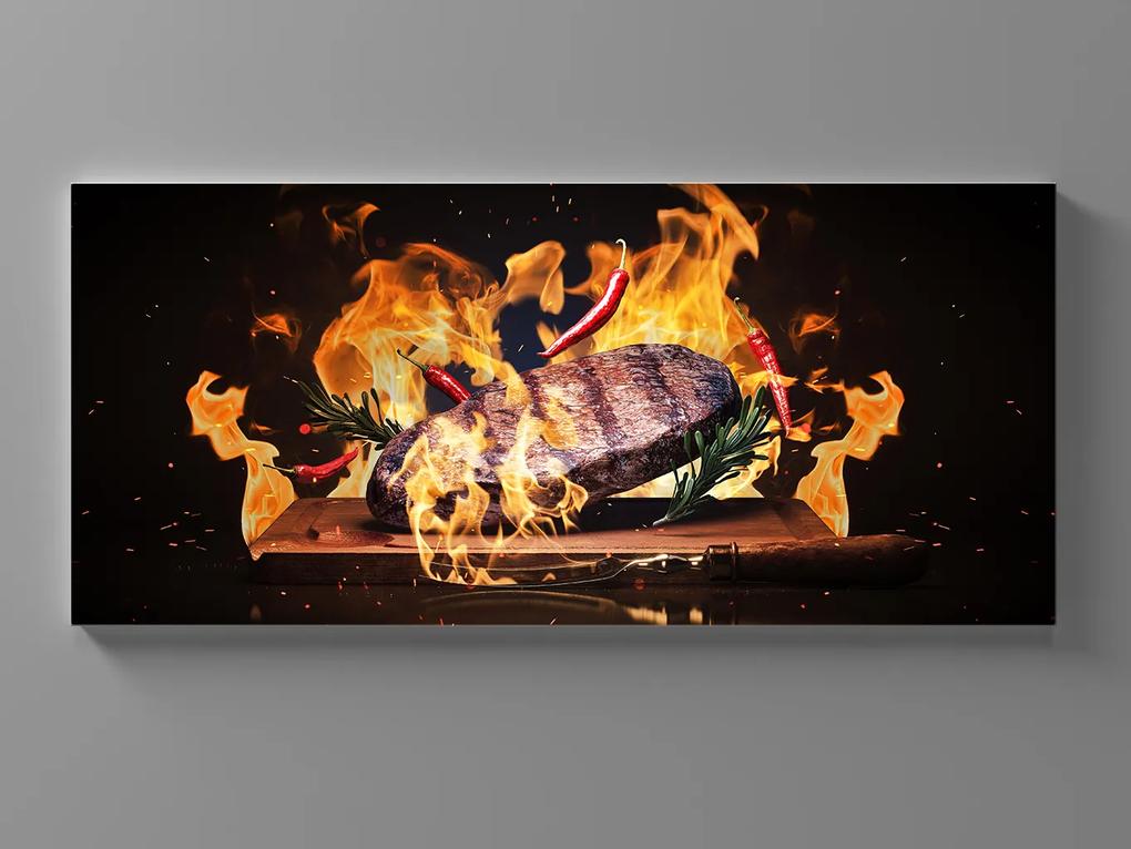 Liox XXL Obraz Steak v ohni Rozměr: 250 x 125 cm