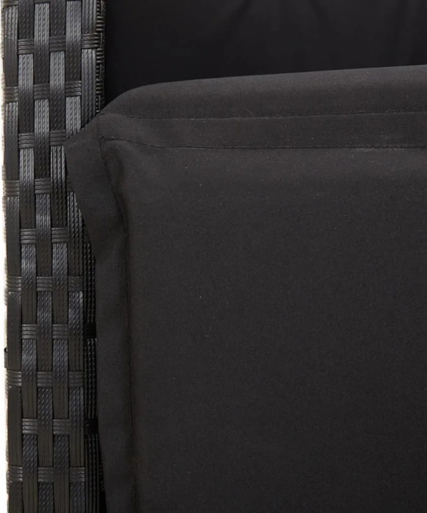3dílný bistro set s poduškami černý polyratan 3212456