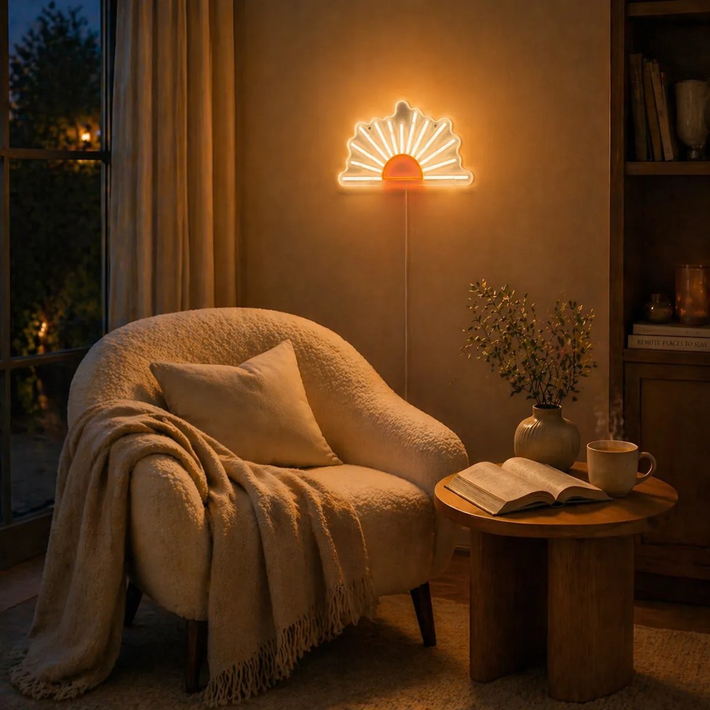 Neonová nástěnná lampa Teplá bílá s oranžovou včetně LED - Sunset