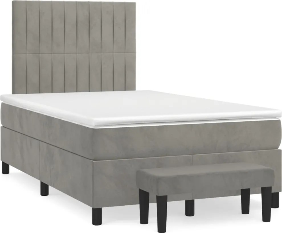 Box spring postel s matrací světle šedá 120 x 200 cm samet 3137953