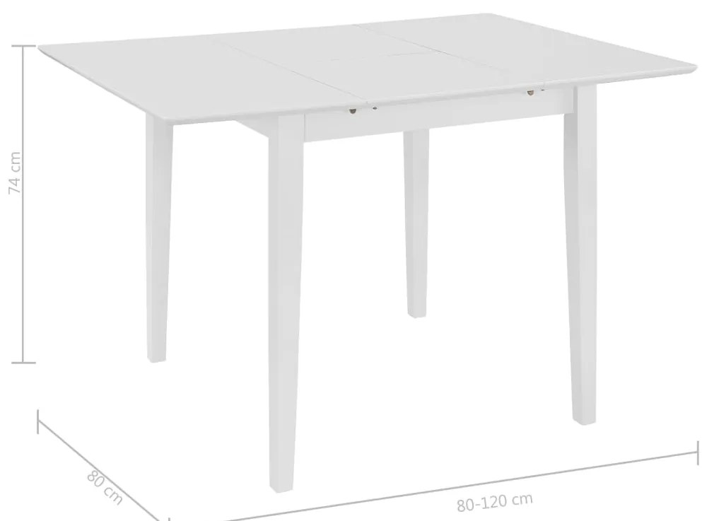 vidaXL Marketos Rozkládací jídelní stůl bílý (80–120) x 80 x 74 cm MDF