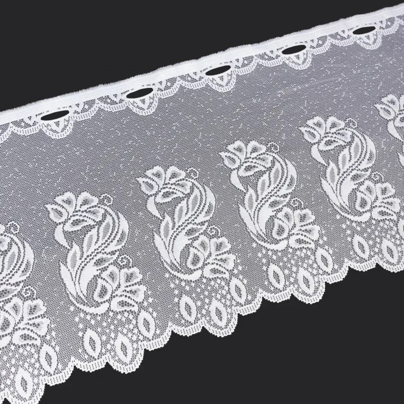 Vitrážová žakárová záclona 44468, výška 50,70 cm, metráž